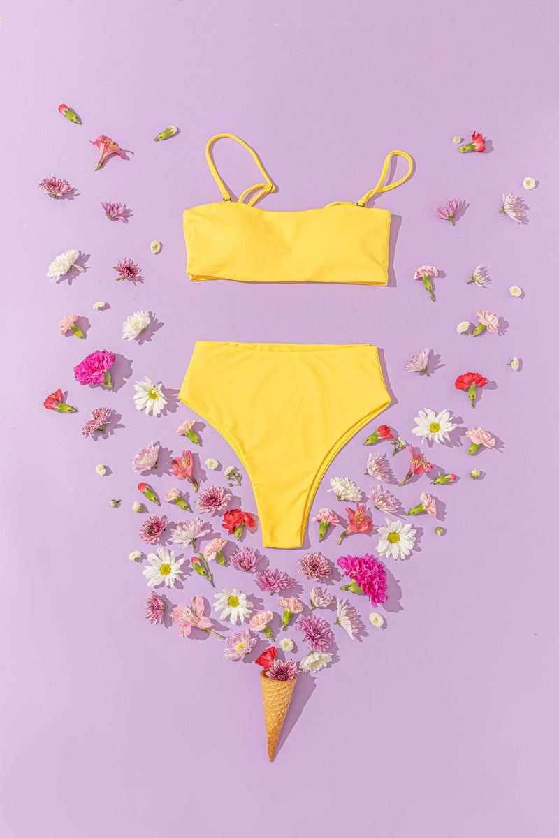 BANDEAU BIKINI TOP IN MANGO YELLOW – PINKCOLADA